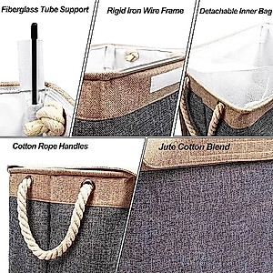 HEDAQI Laundry Basket Hamper with Lid Collapsible 72L Large Laundry Hamper with Lid and Removable Bag Liner, Waterproof Hamper Storage Basket for Laundry, Bedrooms, Bathroom (Grey)