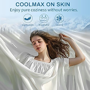 MEISHANG Bamboo Viscose Sheets Queen Size - 100% Organic Viscose,400TC Cooling Luxury Sheet Set with 16" Deep Pockets - 4 Pieces(Blue)