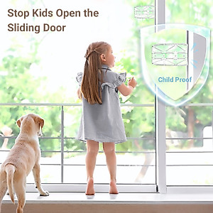 Sliding Glass Door Lock Security - 2 Pack Child Safety Locks for Patio Slide Doors, Child Proof Window Lock Double Guard Kids Pets Safe, Slider Door Latch Stop Bar Easy Installation Without Drilling
