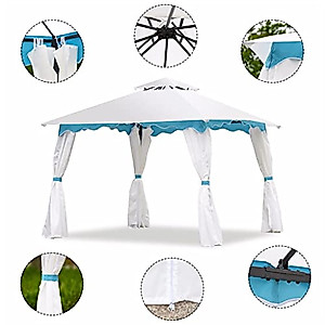 ADUH 2 Tier 10'x10' Patio Gazebo Canopy Tent Steel Frame Shelter Awning W/Side Walls Outdoor Furniture