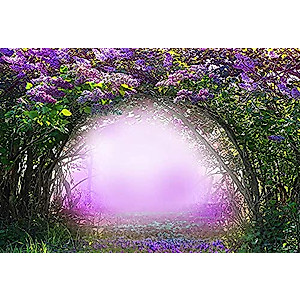 AOSTO 7x5ft Fairytale Wonderland Magical Forest Backdrop for Girl Baby Shower Birthday Party Decorations Enchanted Garden Theme Photo Background Spring Purple Flowers Backdrop photo studio prop w-2269