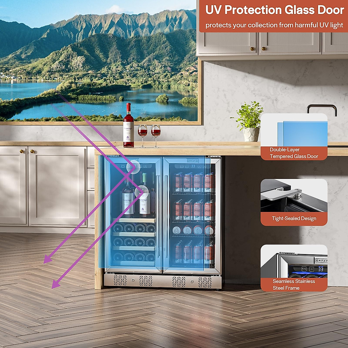 Empava Wine Beverage Refrigerator, Stainless Steel