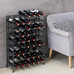 MyGift Gray Metal Wine Rack Freestanding Floor Stand, 9 Tier Wine Bottle Shelf - Holds up to 54 Bottles