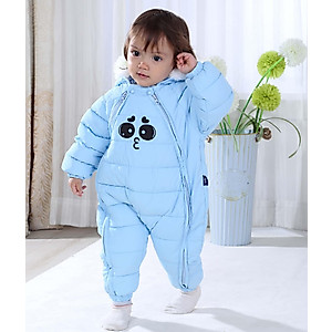Ohrwurm Baby Boy Winter Fur Hood Snowsuit Coat Toddler Girl Autumn Jumpsuit Kid Clothes for 6-12 Months Blue