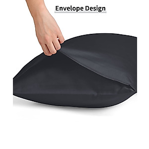 Warmstar Cotton Pillow Cases Standard Size Set of 2, 600 Thread Count Pillowcases 20x26 Inches, Soft Long Staple Cotton Pillowcases Breathable with Envelope Closure,Black