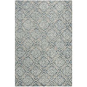 SAFAVIEH Abstract Collection Area Rug - 8' x 10', Blue & Grey, Handmade Wool, Ideal for High Traffic Areas in Living Room, Bedroom (ABT201A)
