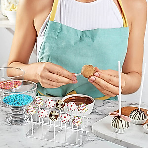 2 Packs Acrylic Lollipop Holder Acrylic Cake Pop Stand Display Cake Pop Holder 100PCS Lollipop Sticks 100PCS Clear Treats Bags and 100PCS Gold Metallic Twist Ties for Candy Cake Pop Making Tools