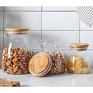 RockTrend Clear Glass Food Sealed Storage Container Spice Jar Coffee Bean Storage Jar with Wooden Lid