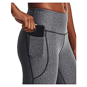 Under Armour Womens HeatGear Armour High Waisted Pocketed No-Slip Capri , Charcoal Light Heather (019)/White , Medium