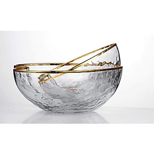 Phnom Penh Glass Bowl Dessert Bird's Nest Salad Bowl Fruit Plate Creative Transparent Heart Shape Breakfast Bowl (15.5 oz)