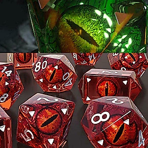 Dragon Eye Dice - The Chromatic Dragon Collection,Mini Crystal Dice，Resin Dragon Eye Dice Set,Colorful Polygonal Dice,Shinny Polyhedral Dice Set Filled With Eyeball,For Role Playing Dice Games (White)