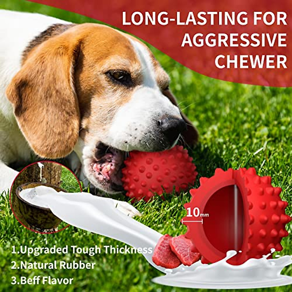 Apasiri 𝐔𝐩𝐠𝐫𝐚𝐝𝐞𝐝 𝐕𝐞𝐫𝐬𝐢𝐨𝐧 Squeaky Toys for Large Dogs, Aggressive Chewers, Tough Spiky Ball Durable Floatable Rubber Pet Toys for Medium Breed
