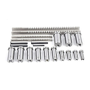 Fetcoi Keyway Broach Kit Collared Bushing Shim Set, Metric Size Set High Speed Steel CNC Metalworking Tool, 22 Pcs