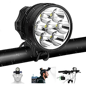 Weihao Bike Light, Waterproof Bicycle Headlight, Super Bright 10500 Lumen 7 LED Bike Headlight, 9600mAh Bike Front Headlight Rechargeable, Headlamp Flashlight, for All Bike Cycling Camping Outdoor
