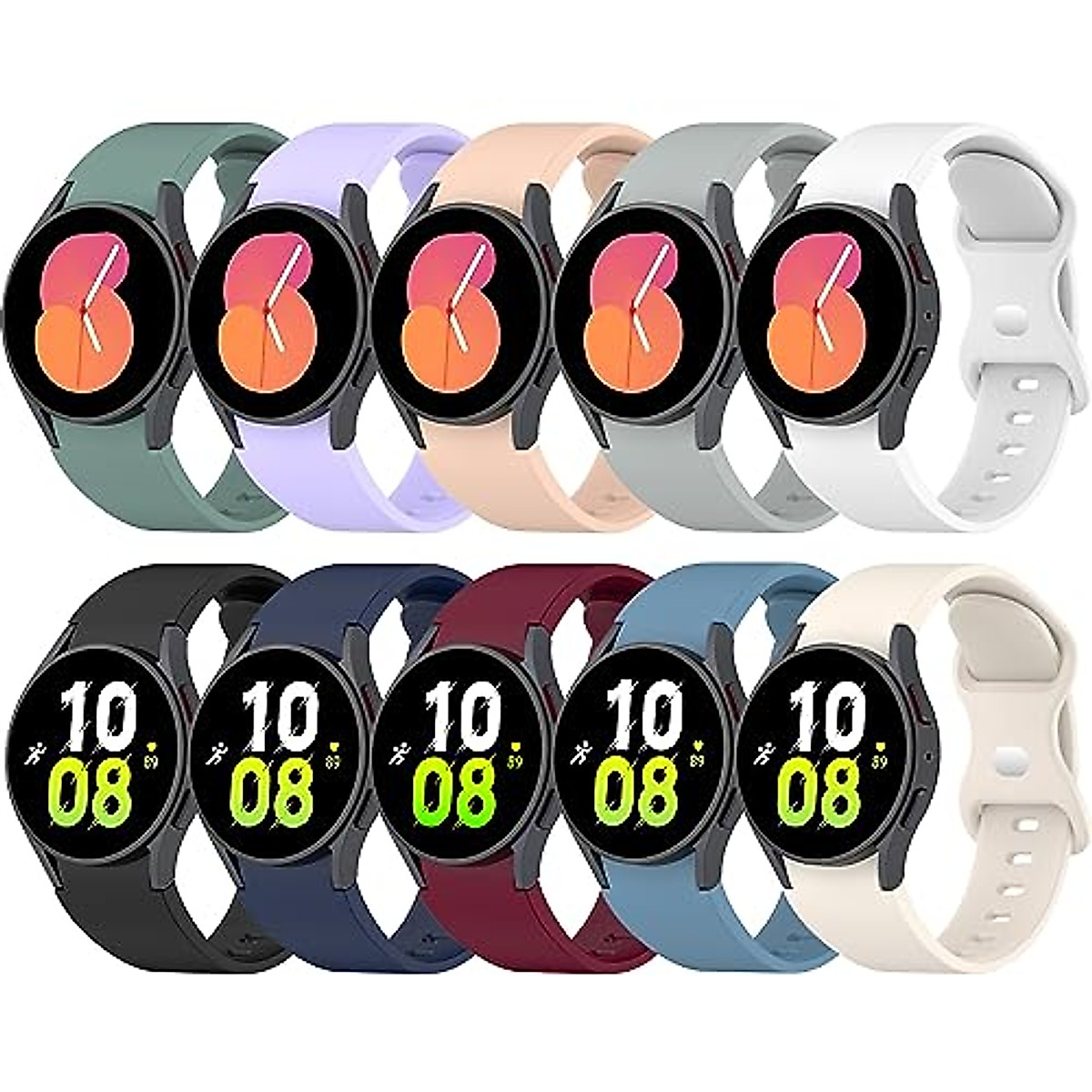 EZMVZKU No Gap Watchband for Samsung Galaxy Watch 7/6/5/4/FE 40mm 44mm, Sport Silicone Strap for Samsung Galaxy Watch 6 Classic 5 Pro 4 Classic 42mm 43mm 45mm 46mm 47mm Bands