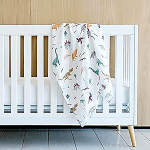 Red Rover Kids Cotton Muslin Swaddle - 47” x 47”- 100% Cotton – Machine Washable – Softer with Every Wash – Playful Designs - Soft, Breathable & Lightweight – Unisex - 3 Pack (Dino Days)