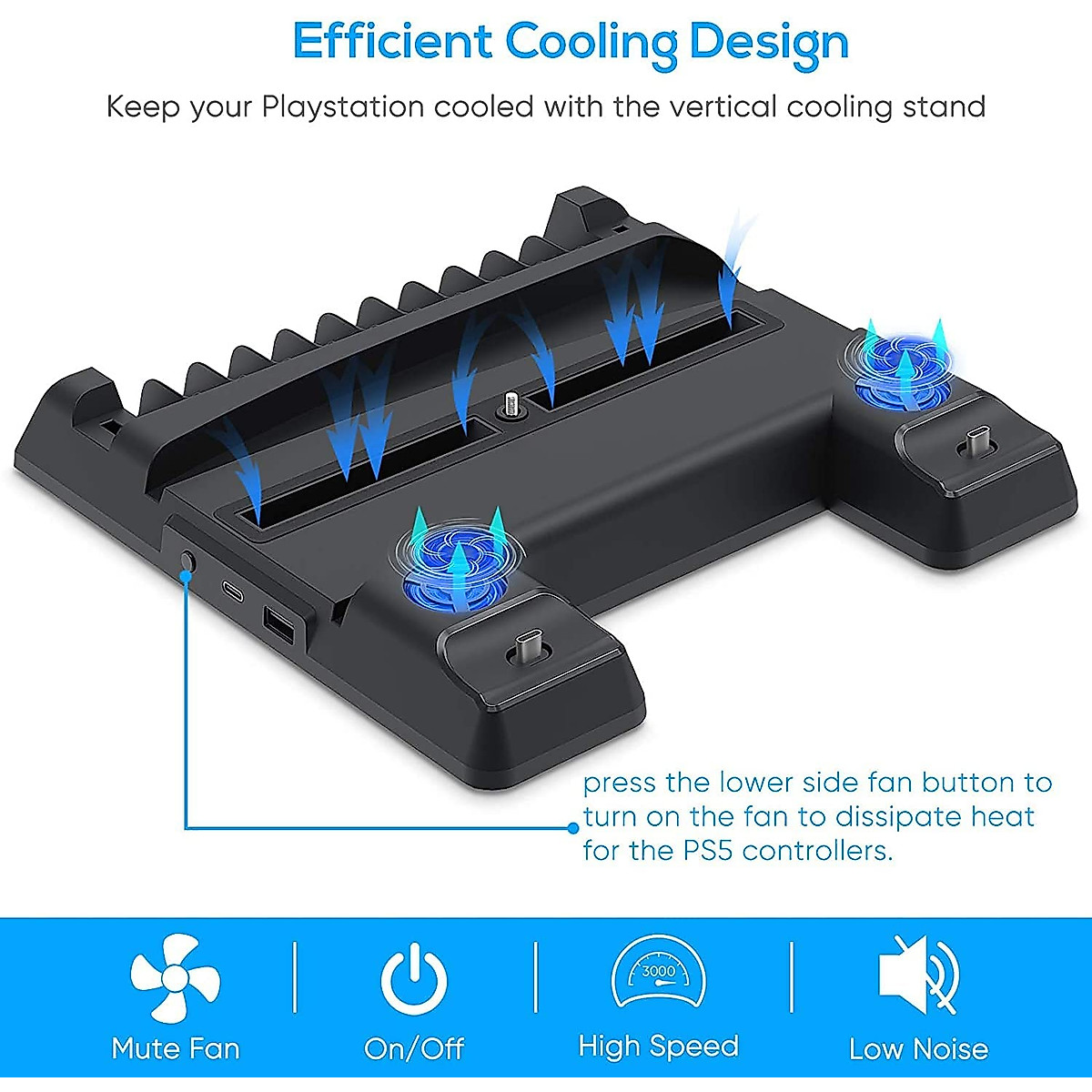 Tobo Cooling Stand for PS5 Dual Controller Charging Stand Charging Dock Vertical Stand for PS5 Playstation5 Digital Edition/Ultra HD Disc Edition with 11pcs Game Rack Organizer TD-385GA