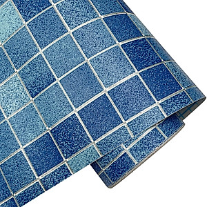 Yifely Blue Mosaic Furniture Paper Removable Shelf Liner Night Stand Sticker 17.7 Inch by 9.8 Feet