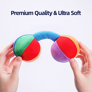 Jollybaby Soft Plush Stuffed Baby Dumbbell Rattle Toys for 0-3-6 Months Newborn, High Contrast Colorful Sensory Rattles Weights Toys for Infant Baby 0-3 Months, Funny Baby Boy Girls Shower Gifts