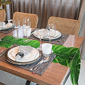 Artificial Palm Leaves Table Runners 72 Inch Long Tropical Palm Leaves Table Runner Faux Leaf Table Cloth for Wedding Hawaiian Luau Theme Party Supply Table Decoration Summer (Palm Leaf,2 Pieces)