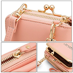 Womens Crossbody Bag Cellphone Shoulder Purse Wallet Clutch Handbag Travel Fashion Leather Phone Case Pocket Holster Messenger Pouch for iPhone 11 pro 8 Plus Xs Max X Xr 7/6 Plus Samsung S10+ (Green)