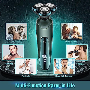Electric Razor for Men, New Upgrade Electric Shavers for Men Cordless Rechargeable 3D Rotary Men Shaver,Wet/Dry Mens Shaver,Waterproof Mens Razor for Shaving Gifts for Husband, Dad,Boyfriend