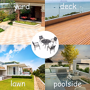 LOKATSE HOME 5 PCS Outdoor Patio Dining Set 4 Armchair with Cushions and 1 Round Table with 2.04" Umbrella Hole, Khaki