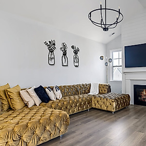 Set of 3 Metal Vase Flowers Wall Art Metal Flower Minimalism Metal Flower Wall Art Decor Hanging for Home Bedroom Bathroom Kitchen Garden Outdoor and Indoor Housewarming Gift(Black)