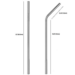 Metal Stainless Steel Straws, 4pcs 12" Ultra Long Reusable Metal Drinking Straws with Cleaning Brush and Silicone Tips for Tall Tumblers