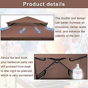 Gazebo Canopy Tent Party Tent 8' X 5' Outdoor Heavy Duty Shelter Picnic BBQ Gazebo with D urable Steel Frame & Vented Top for Backyard, Patio, Garden, Event - Brown