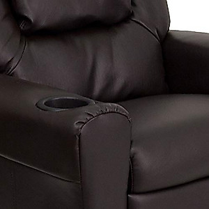 Flash Furniture Contemporary Brown LeatherSoft Kids Recliner with Cup Holder and Headrest for Lounge,Arm Rest, Vinyl