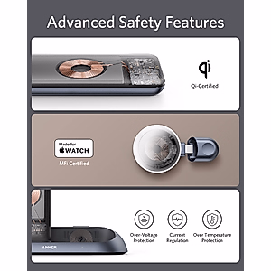 Anker Multi-Device Detachable Wireless Charging Station, PowerWave Go 3-in-1 MFi Certified Stand for iPhone 14/14 Pro/14 Pro Max/13/13 Pro Max, Apple Watch, AirPods, and More