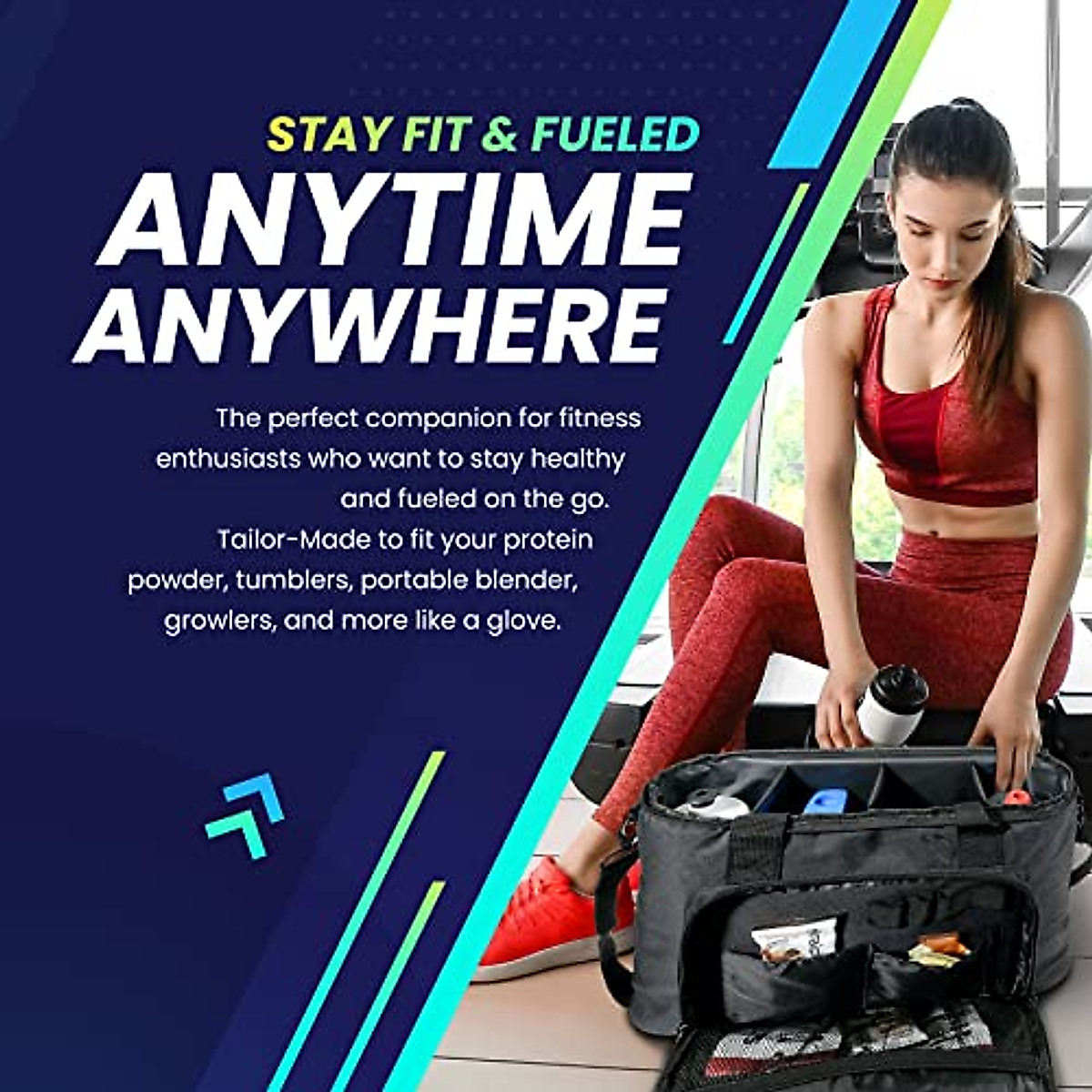 Insulated Cooler Bag - Soft Cooler Bag with Removable Dividers and Leakproof Stitching Fits up to 4 Large Tumbler Bottles - Rugged Cooler Tote Bag for Healthy Nutrition On-The-Go - Shaker Case