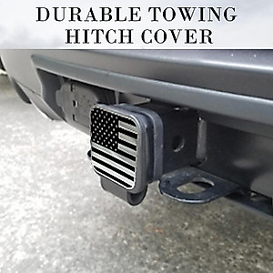 Jawmoy 1 PC Trailer Hitch Cover Tube Cover, Trailer Hitch Cover Tube Plug Insert, Receiver Tube Hitch Plug, Car Exterior Accessories, for RV, SUV, Cars (American Flag Silver)