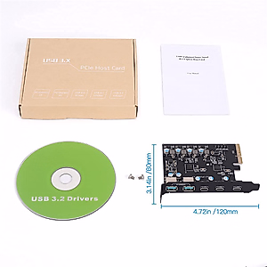 PCIe to USB 3.2/USB 3.1 Gen 2 Card 10Gbps 5-Port (3X USB C -2X USB A) PCI Express Expansion Card PC Internal USB Hub for Windows 10/8/7 Linux and MAC OS 10.8.2 Above