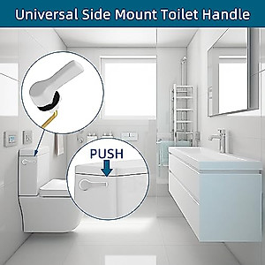 Hygie Rinse Universal Toilet Trip Lever Toilet Tank Side Mount Handle with 1pc Flapper Chain, Toilet Flush Lever Handle Toilet Handle Replacement Kit, White