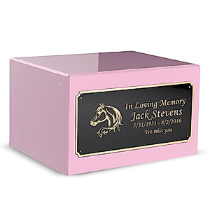 GetUrns Custom Engraved Heritage Light Pink Adult Cremation Urn Memorial Box for Ashes (Horse)