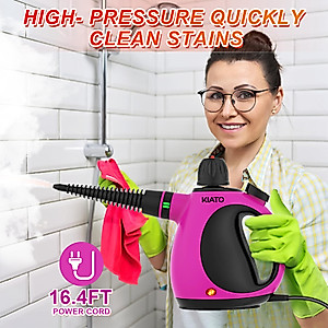 Kiato Handheld Steam Cleaner, 10 in 1 Hand Held Steamer for Cleaning, Portable Pressurized Steamer for Home Use, Bathroom, Mini Steam Cleaners for Upholstery Furniture Sofa Couch Floor Tile Grout Car