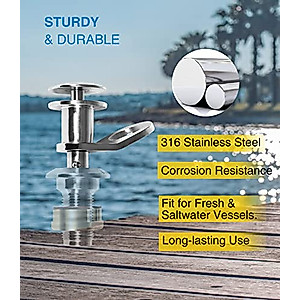 sixcow 3/8'' Quick Release Boat Fender Holder - Marine Stainless Steel Quick-Release Boat Fender Holder Mount Cleat Hook, Receiver Not Included