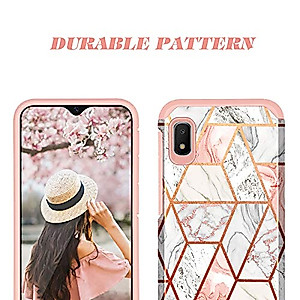 Fingic Samsung Galaxy A10E Case, Galaxy A10e Case Rose Gold Marble Design Shiny Glitter Bumper Hybrid Hard PC Soft Rubber Silicone Cover Anti-Scratch Shockproof Protective Case for Samsung A10e 5.8"