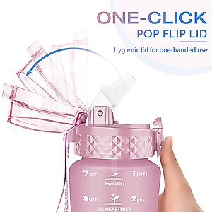 OLDLEY Kids Water Bottle for School, 12 oz (Straw Lid) BPA-Free Reusable Leak-proof Durable Tritan Plastic Water Bottles with One-handed Opening Straw Lids, Anti-dust Spout Cover (Pink-Blue)