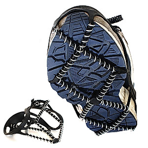 JMsDream Universal Crampons Anti Slip Ice Cleats Shoe Boot Grips for Walking on Snow and Ice Mountain Climbing Hiking Rainy Days for Adults