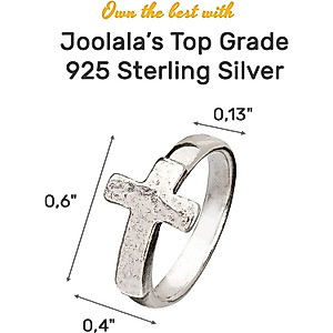 Joolala 925 Sterling Silver Simple Design Divine Cross Ring for Women (7, Silver)