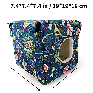 Oncpcare Cube Hamster Cotton Nest, Winter Warm Sugar Glider Bed House, Small Pet Plush Hanging Hammock for Birds Parrot Sugar Glider Ferrets Rat Hamster Squirrel Guinea Pig Chinchilla Marmosets Bunny