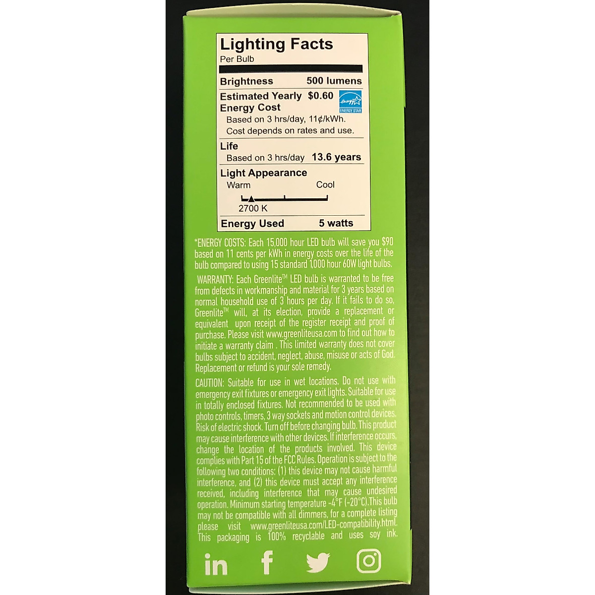 Greenlite LED B11 5W Torpedo Filament Chandelier Light Bulb, 60W Equivalent, 500 Lumens, 2700K Soft White, Dimmable, 120V, E12 Candelabra Base, Energy Star, Clear (6 Pack)