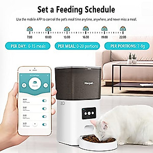 Mavpet 6L Automatic Cat Feeder, 2.4G WiFi Enabled Smart Dry Food Dispenser for Cat and Dog, Detachable Pet Feeder with Stainless Steel Bowl, APP Control, 10s Voice Recording, Up to 15 Meals Per Day