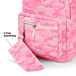 Choco Mocha Pink Camo Backpack for Girls Travel School Backpack 17 Inch