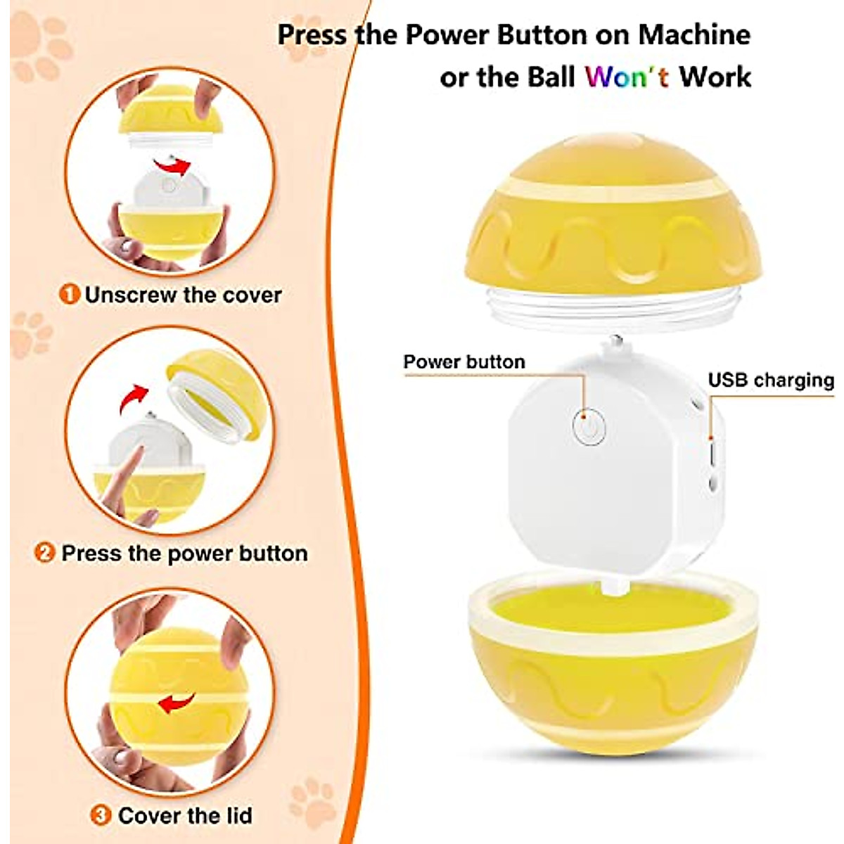 CUXMUX Smart Interactive Dog Balls, Remote Control Dog Toy Ball for Medium Dogs, 4 Hours Running Time Rolling Balls for Dog Gifts