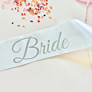 Magnusson's Garden Bride Sash, White and Silver Glitter Bachelorette Party Sash for Future Mrs, Bridal Shower Sash for Bride-to-Be, in My Bride Era Wedding Party Decorations