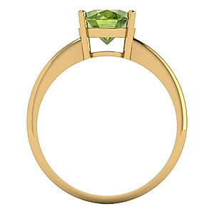 Clara Pucci 1.9ct Oval Cut Solitaire Genuine Vivid Green Peridot Proposal Bridal Designer Wedding Anniversary Ring 14k Yellow Gold